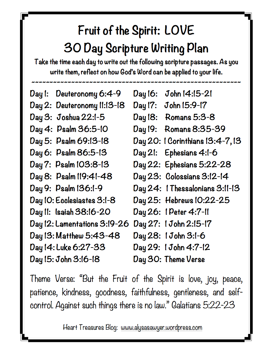 Fruit of the Spirit: LOVE (30 Day Scripture Writing Plan) – Heart Treasures