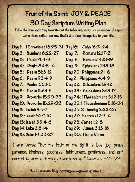 Fruit of the Spirit- 30 Day Scripture Writing Plans – Heart Treasures